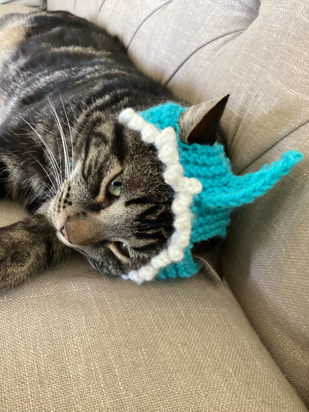 Hand-knitted Shark Cat Hat--- Handmade Shark Hat for Cat, Funny Summer ...