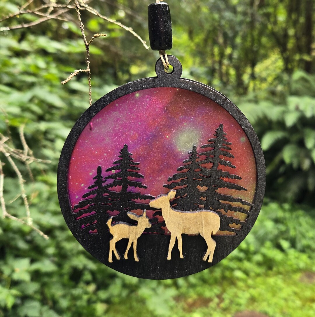Hanging Suncatcher for Window, Deer and Trees Light Catcher, Window ...