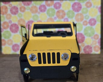 Off Road Vehicle Box Card, Jeep Style, Flat Fold Card, 3-D ...