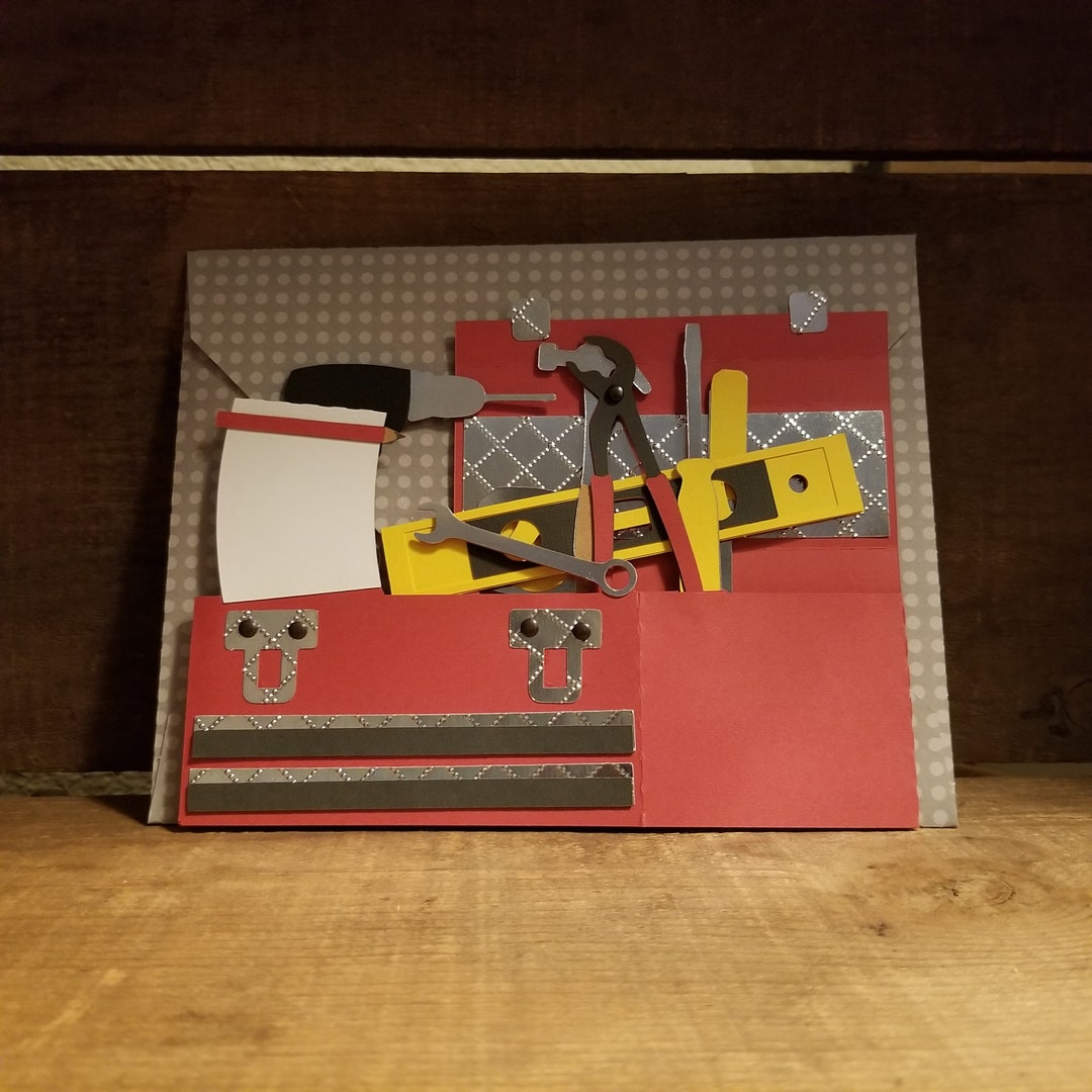 Tool Box Card, Greeting Card, Flat Fold Card, Box Card, Matching ...