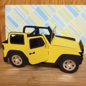 Off Road Vehicle Box Card, Jeep Style, Flat Fold Card, 3-D ...