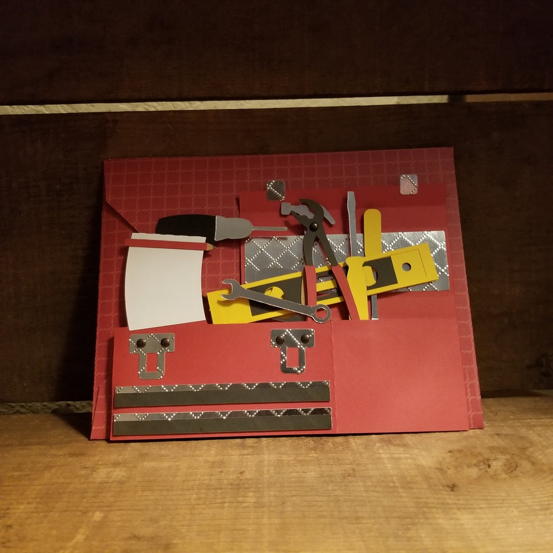 Tool Box Card, Greeting Card, Flat Fold Card, Box Card, Matching ...