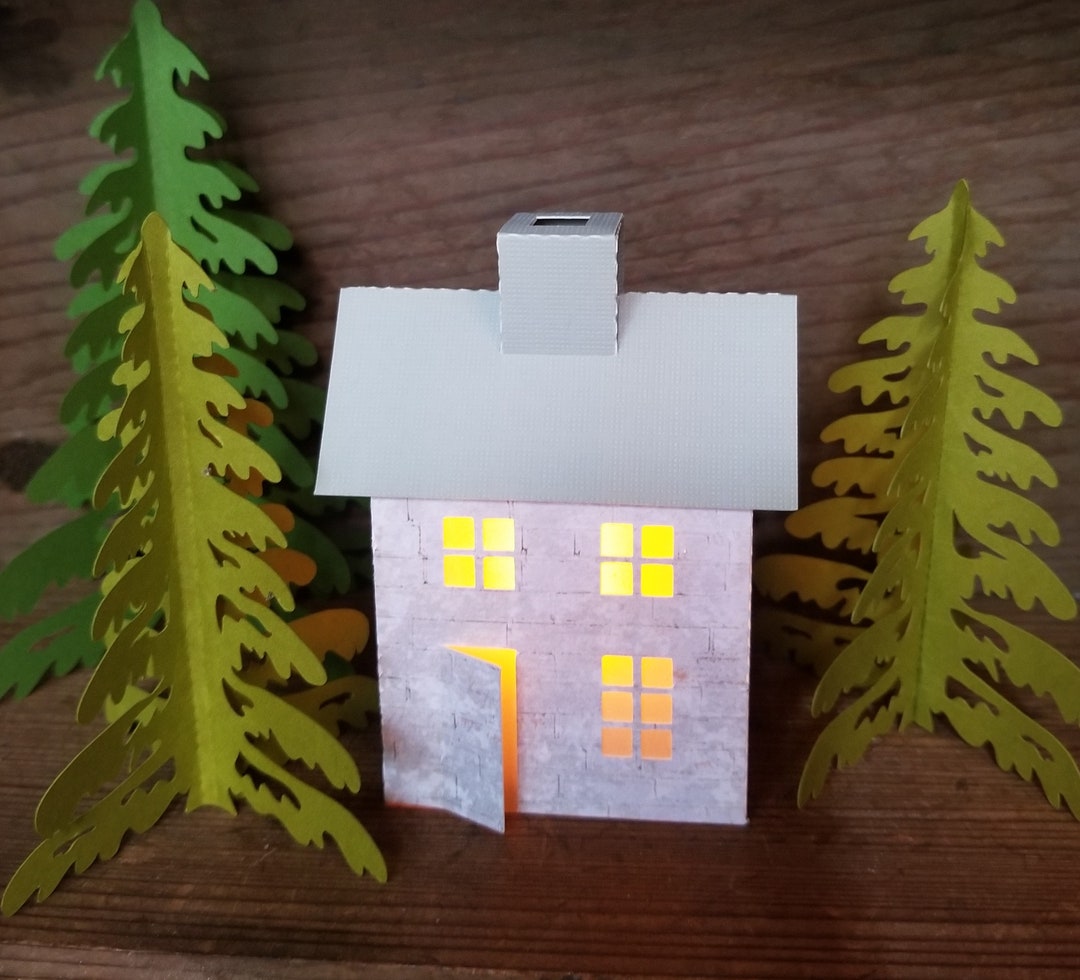 Tea Light Village Lighted Paper House, Salt Box Style House, Three ...