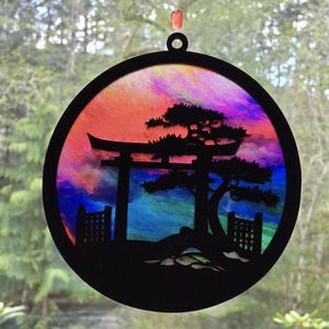 Hanging Suncatcher for Window, Japanese Garden Light Catcher, Window ...