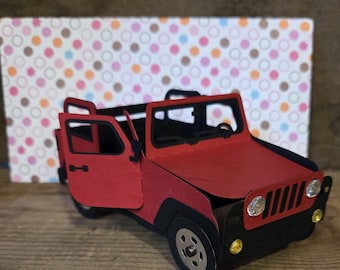 Off Road Vehicle Box Card, Jeep Style, Flat Fold Card, 3-D ...