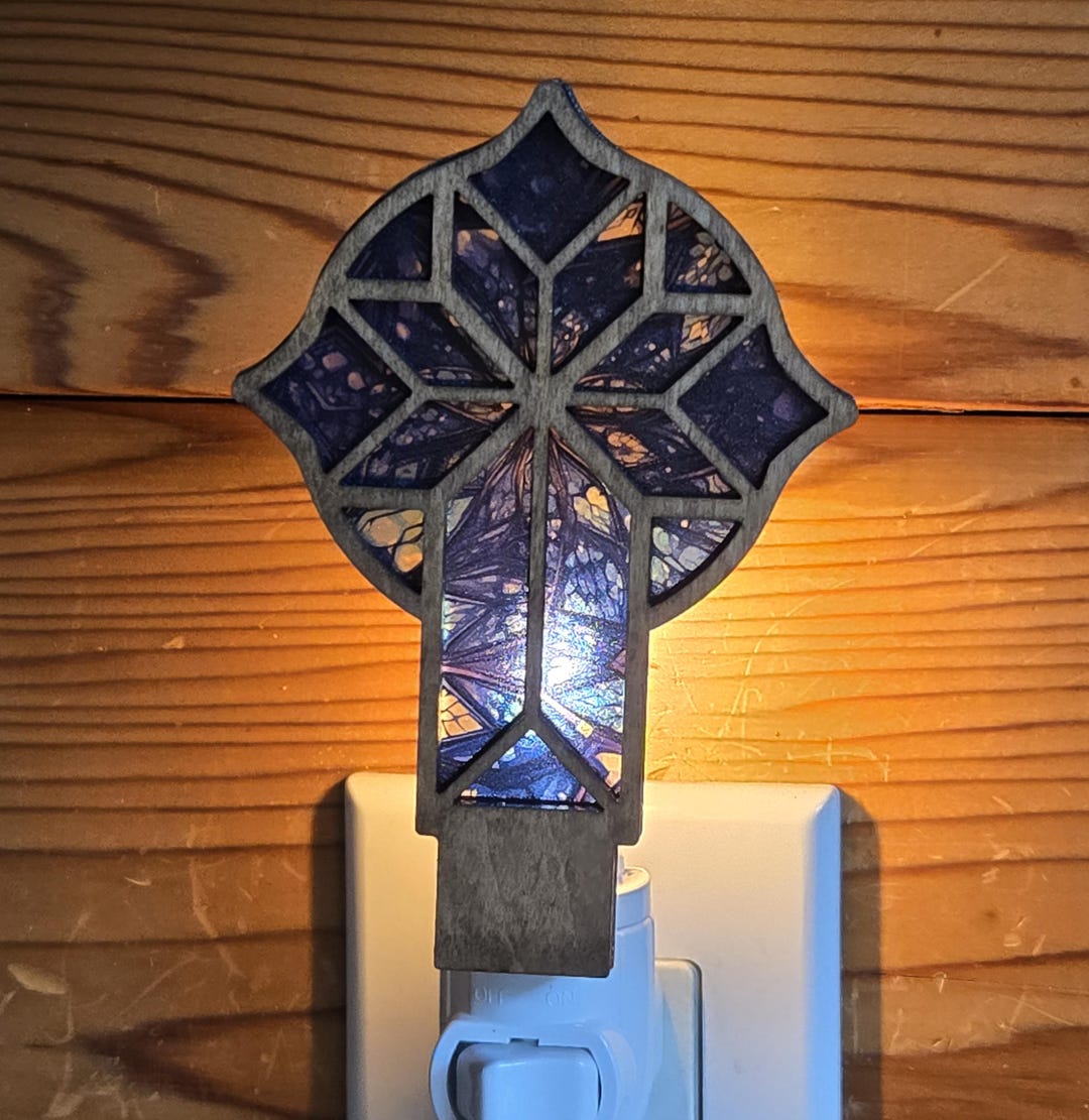 Church Window Night Light, Stained Glass Style Plug in Light, LED ...