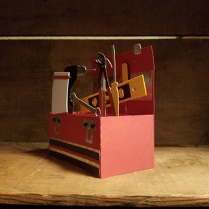 Tool Box Card, Greeting Card, Flat Fold Card, Box Card, Matching ...