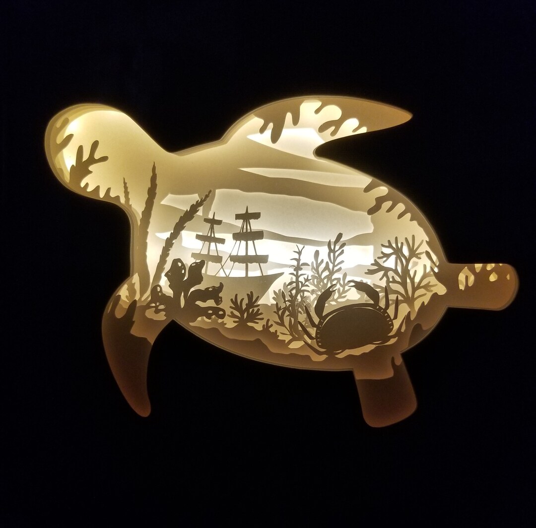 Lighted Shadow Box, Sea Turtle, Shelf Sitter, Battery Operated, Wall ...