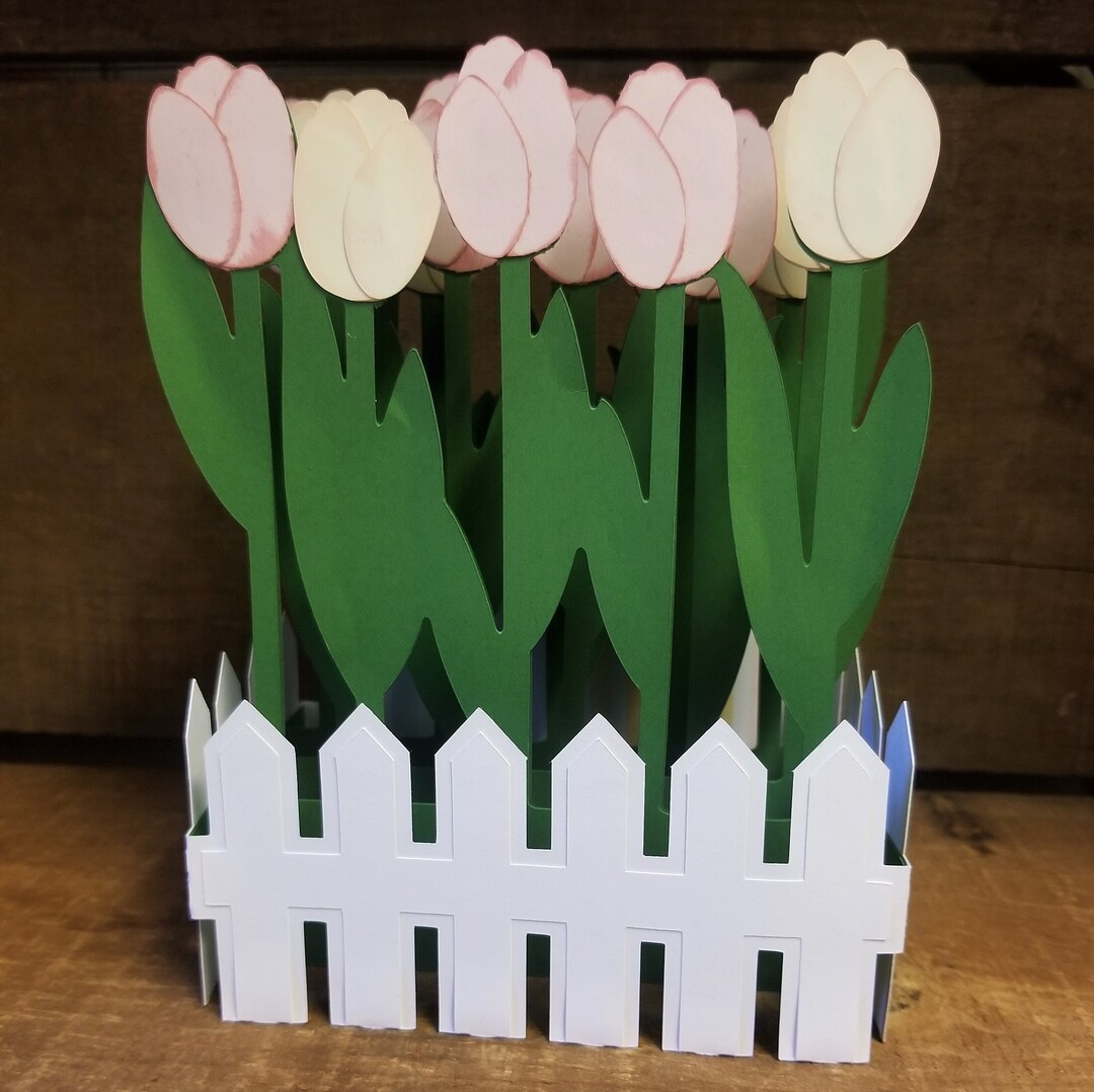 Tulip Box Card, Flat Fold Card, Spring Garden Stationery, Complimenting ...