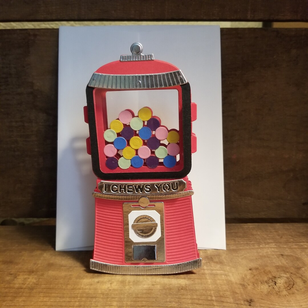 Vintage Gumball Machine 3d Card, Pop up Card, Fold Flat Card, Gift for ...