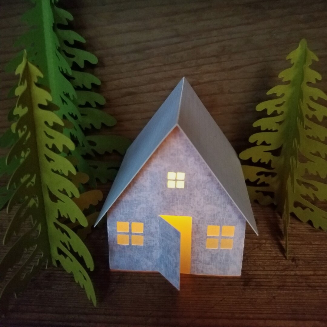 Tea Light Village Lighted Paper House, Cottage House, Three Trees ...