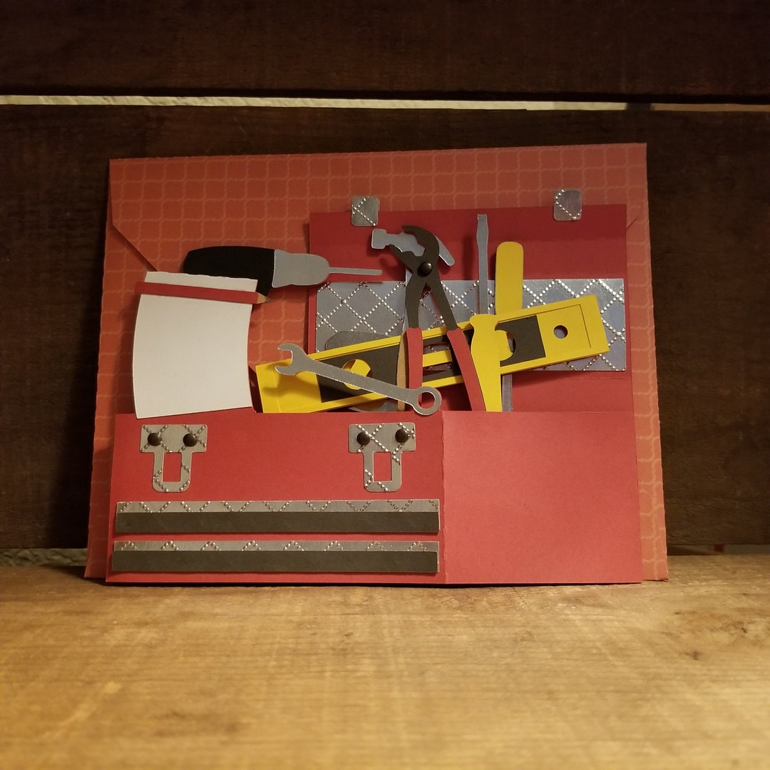 Tool Box Card, Greeting Card, Flat Fold Card, Box Card, Matching ...