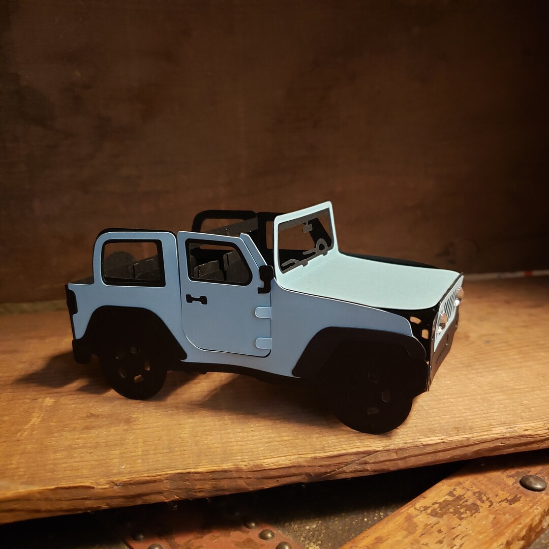 Off Road Vehicle Box Card, Jeep Style, Flat Fold Card, 3-D ...