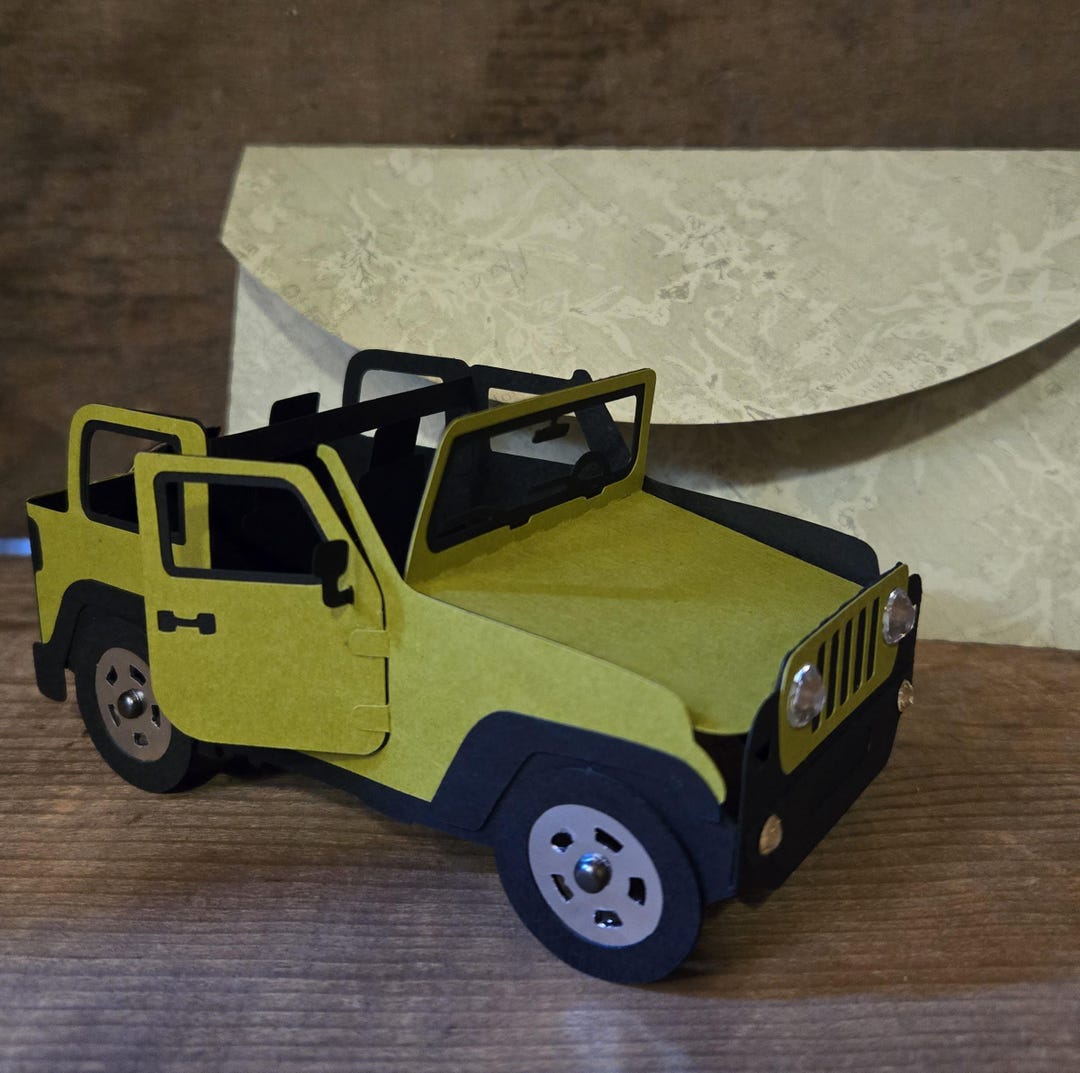 Off Road Vehicle Box Card, Jeep Style, Flat Fold Card, 3-D ...