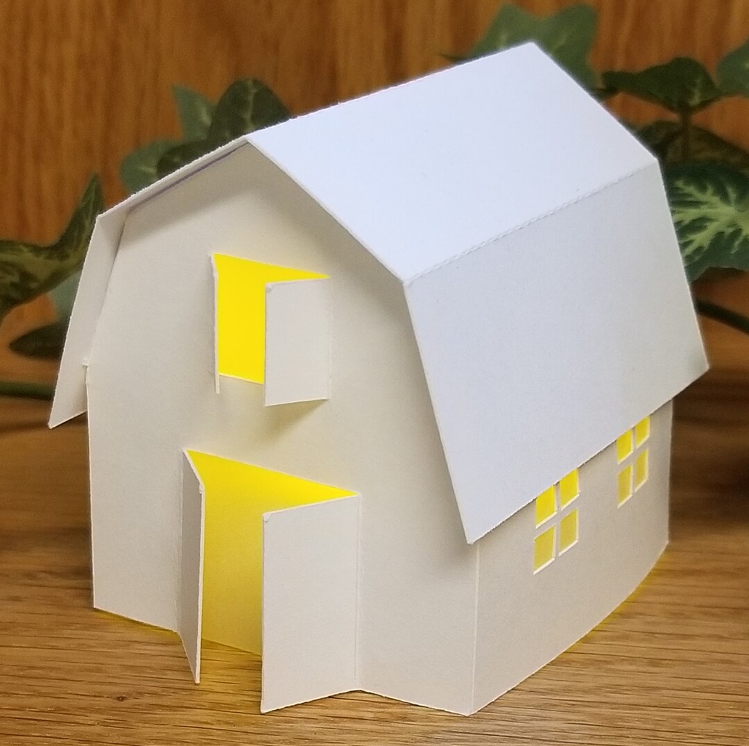 Paper House Luminary, Tea Light Village, Barn, Lantern, Housewarming ...