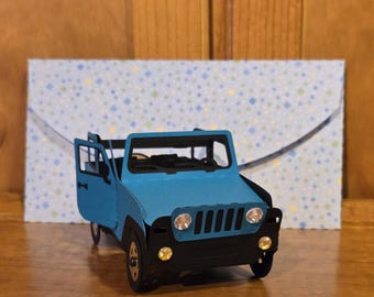 Off Road Vehicle Box Card, Jeep Style, Flat Fold Card, 3-D ...