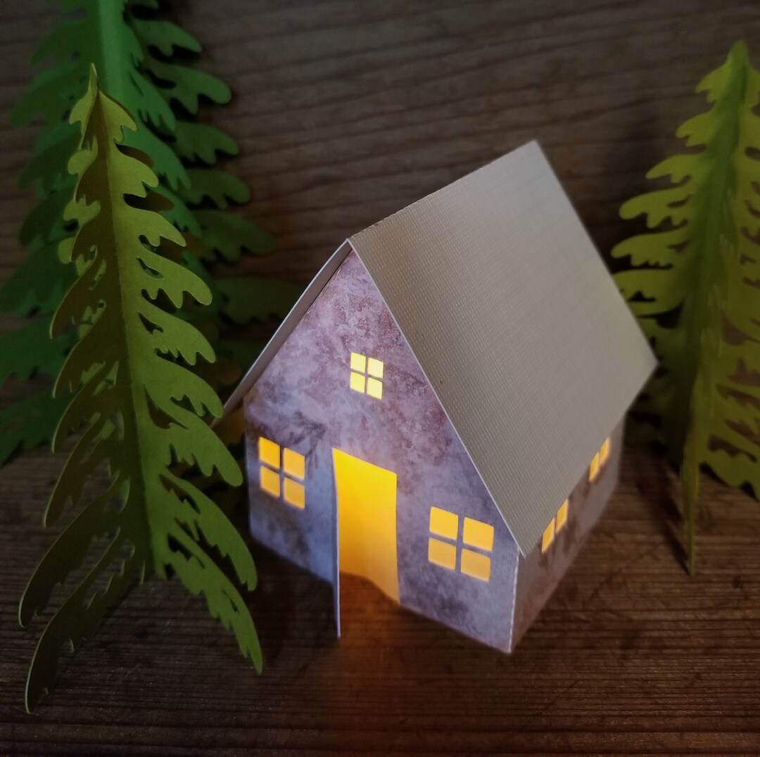 Tea Light Village Lighted Paper House, Cottage House, Three Trees ...