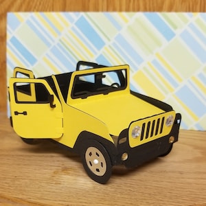 Off Road Vehicle Box Card, Jeep Style, Flat Fold Card, 3-D ...