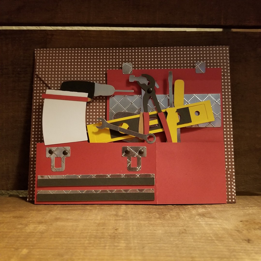 Tool Box Card, Greeting Card, Flat Fold Card, Box Card, Matching ...