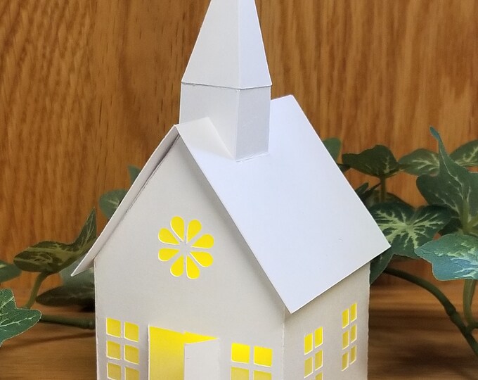 Tea Light Village Country Chapel, Church, Lantern, Paper House ...