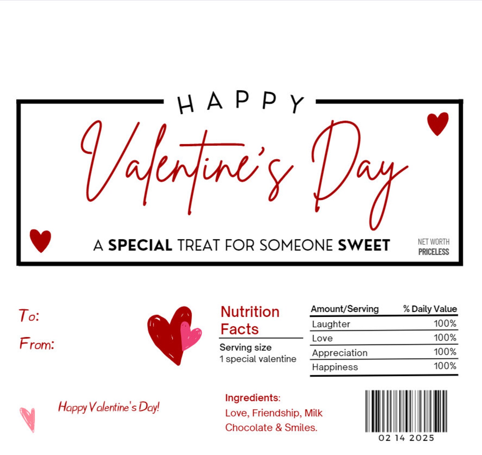 Full Size Hershey's Chocolate Bar Wrapper Design | Valentine's Day ...