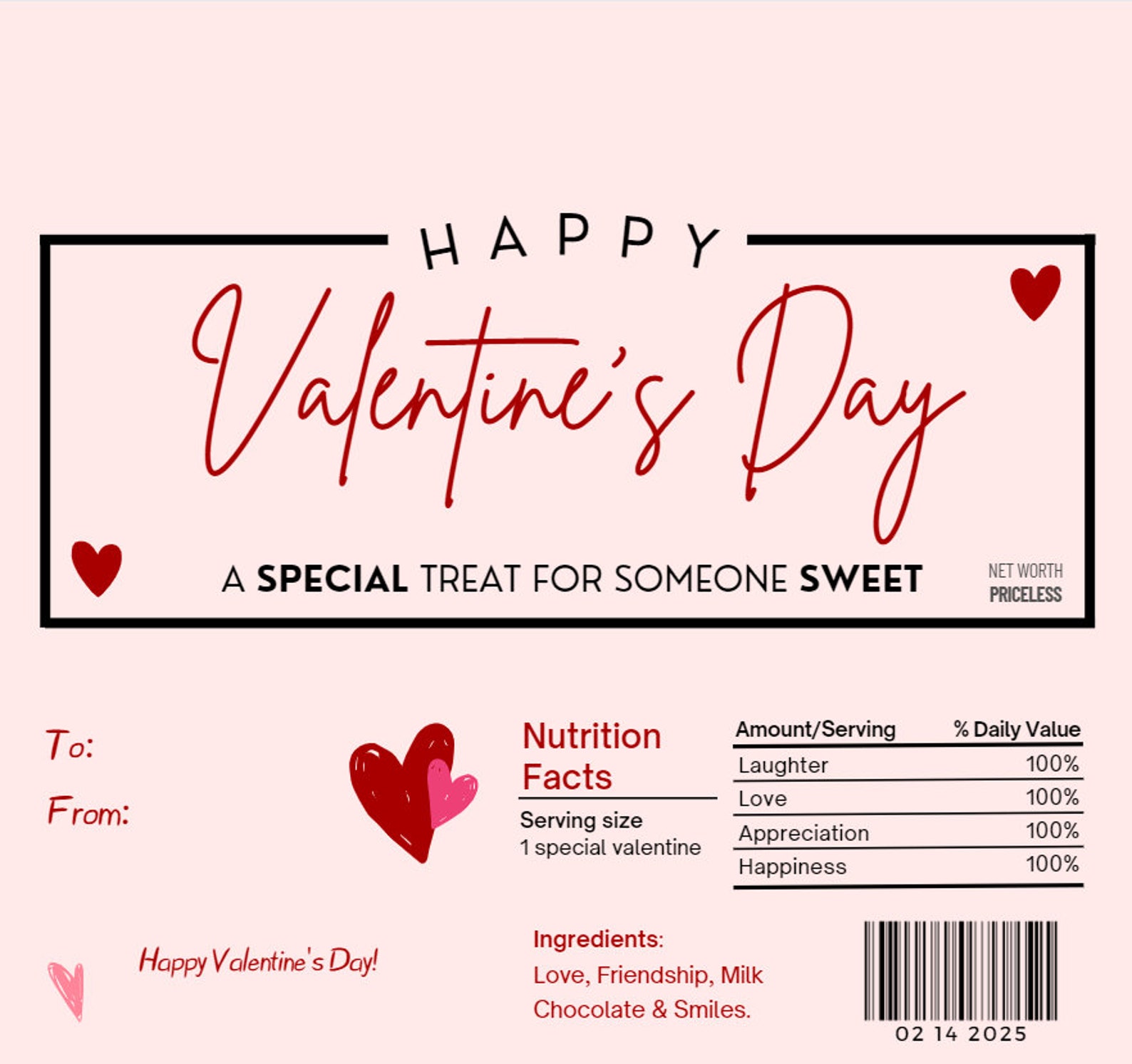 Full Size Hershey's Chocolate Bar Wrapper Design | Valentine's Day ...