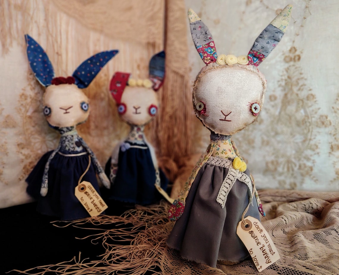 Primitive Rabbit Doll Pattern PDF Files Doll Tutorial | Etsy