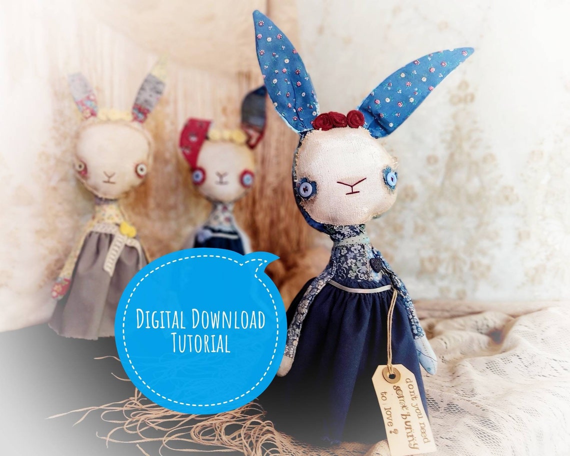 Primitive Rabbit Doll Pattern PDF Files Doll Tutorial | Etsy