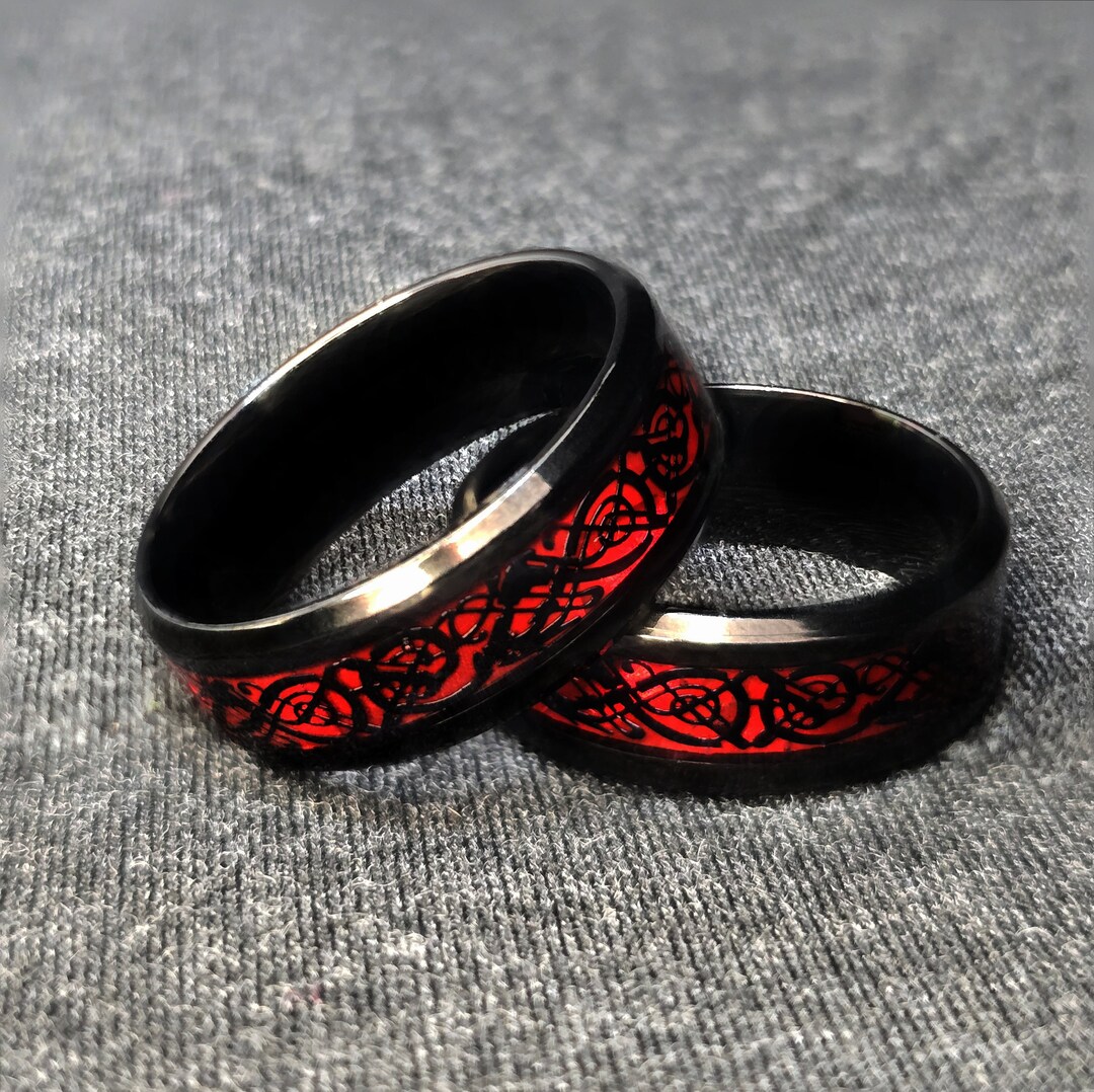 Red Dragon Ring, Unique Tungsten Man Ring, Celtic Knot Ring, Man ...
