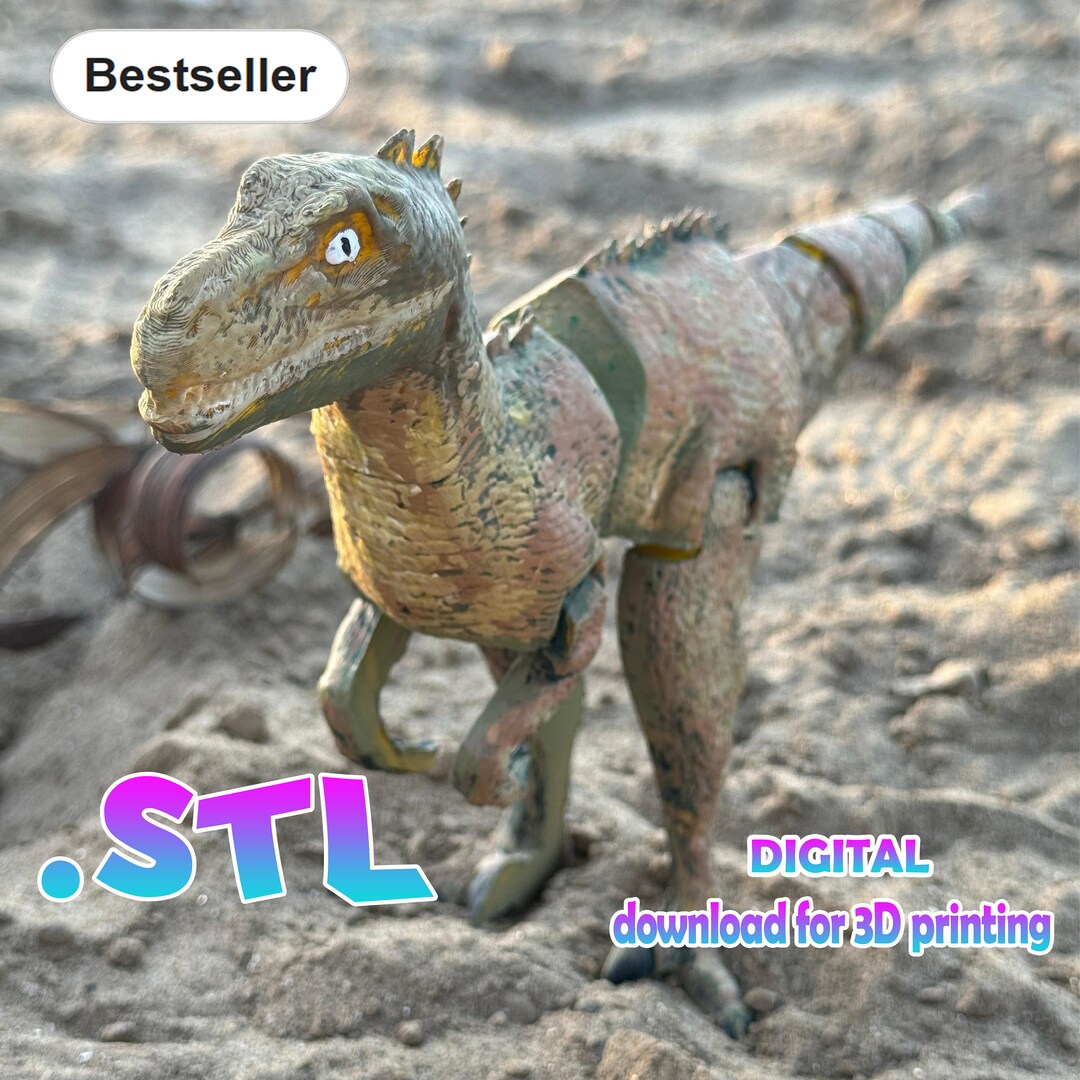 Dinosaur Digital .STL File for 3D Printing, Articulated Fidget Figure ...