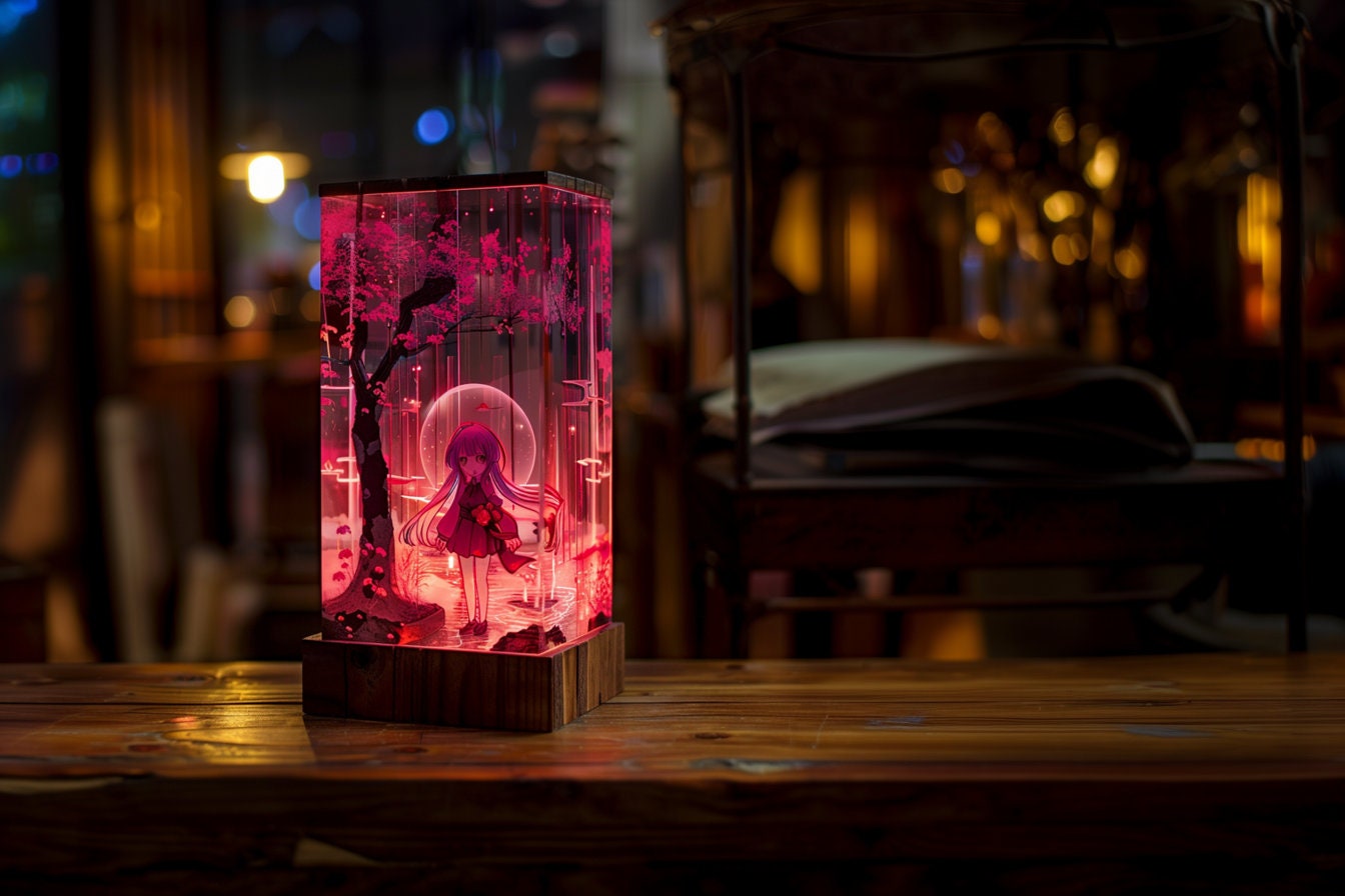 Epoxy Resin Animelamp, Anime World Night Light, Resin Wood Lamp, Unique ...