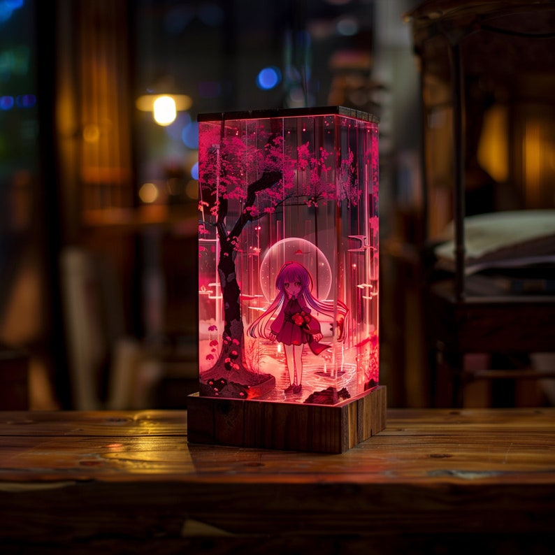 Epoxy Resin Animelamp, Anime World Night Light, Resin Wood Lamp, Unique ...