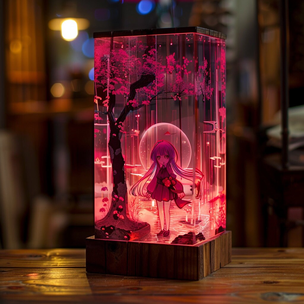 Epoxy Resin Animelamp, Anime World Night Light, Resin Wood Lamp, Unique ...