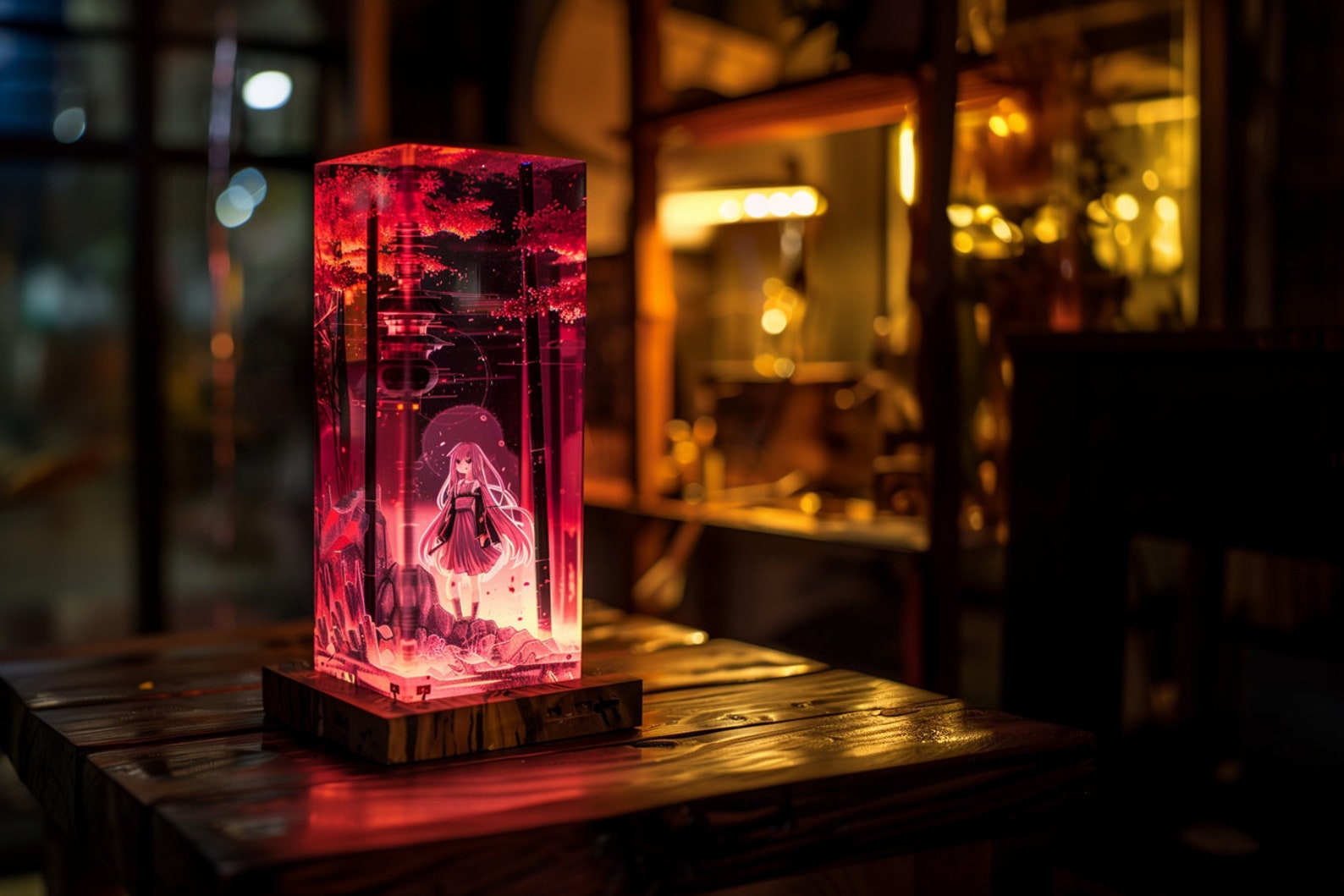 Epoxy Resin Animelamp, Anime World Night Light, Resin Wood Lamp, Unique ...