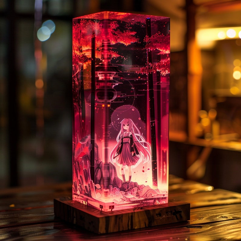 Epoxy Resin Animelamp, Anime World Night Light, Resin Wood Lamp, Unique ...
