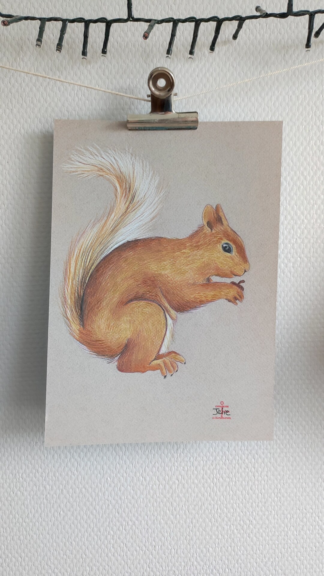 Squirrel Drawing, Colored Pencil - Etsy UK