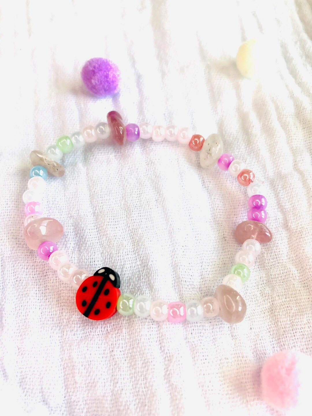 DIY Pearl Bracelet-ladybug-gemstone Bracelet-diy Set-children's Gift ...