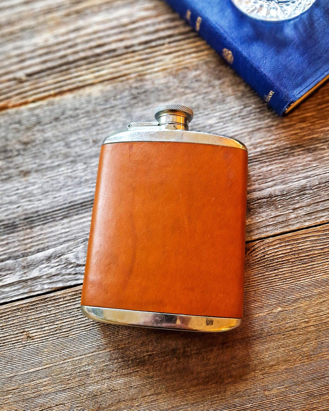 Large Vintage English Leather Hip Flask | Mid-century 6-ounce Flask in ...