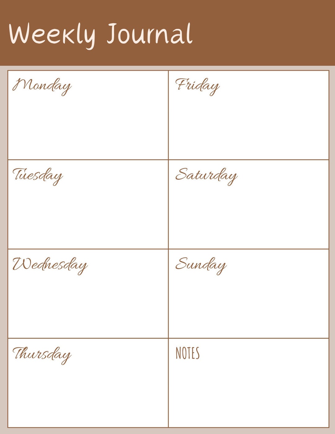 Weekly Journal Canva Template - Etsy
