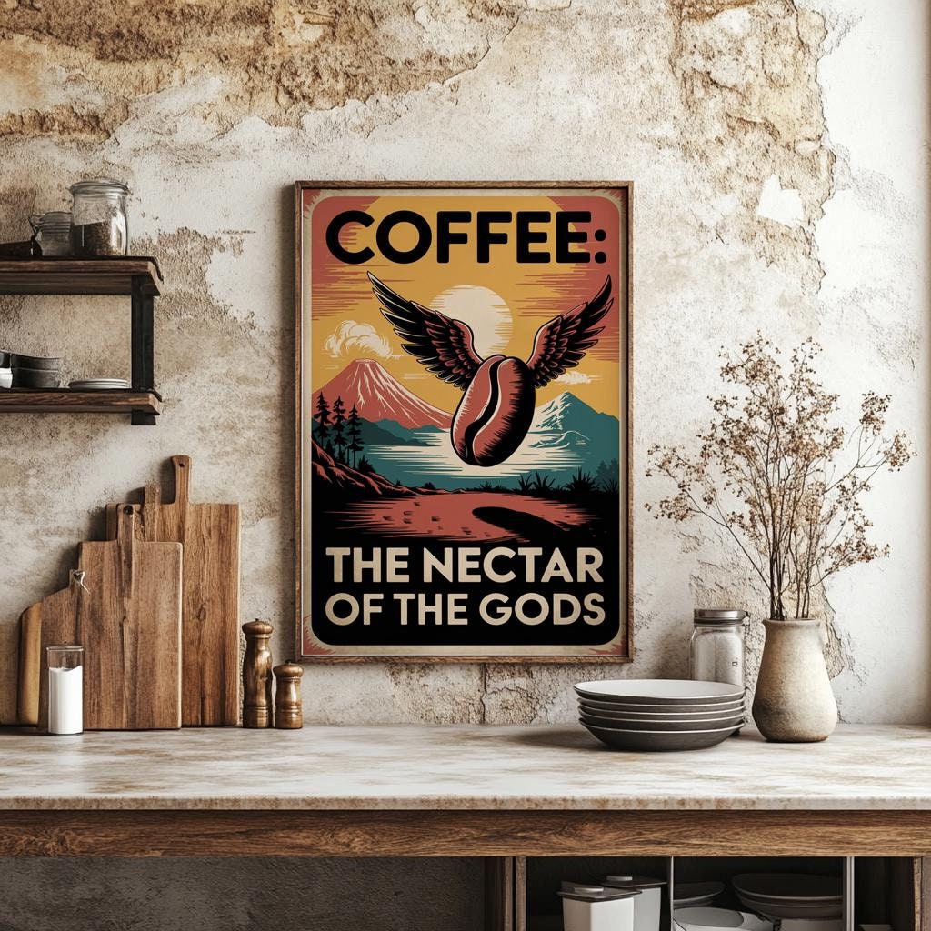 Vintage Coffee Poster, Kitchen Wall Art, Coffee Lover Gift, Retro Cafe ...