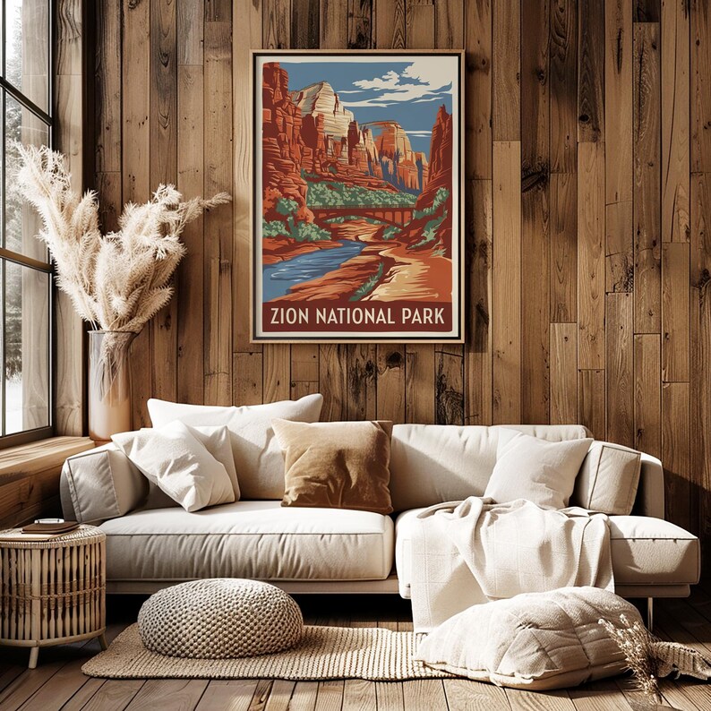 Vertical Poster, Zion National Park Vintage Poster, Matte Finish Wall ...