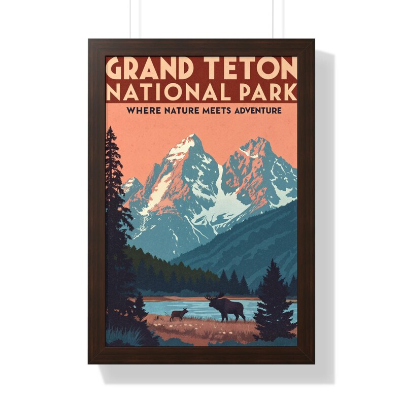 Grand Teton National Park Vintage Poster Nature Adventure Wall Art - Etsy