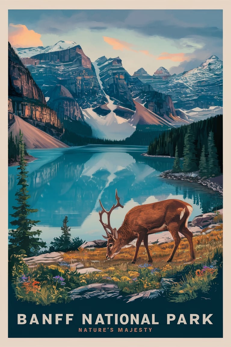 Banff National Park Poster, Nature's Majesty Wall Art, Beautiful ...