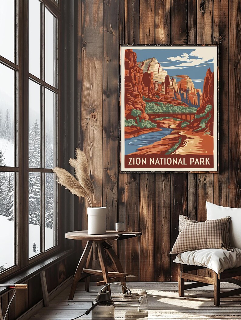 Vertical Poster, Zion National Park Vintage Poster, Matte Finish Wall ...