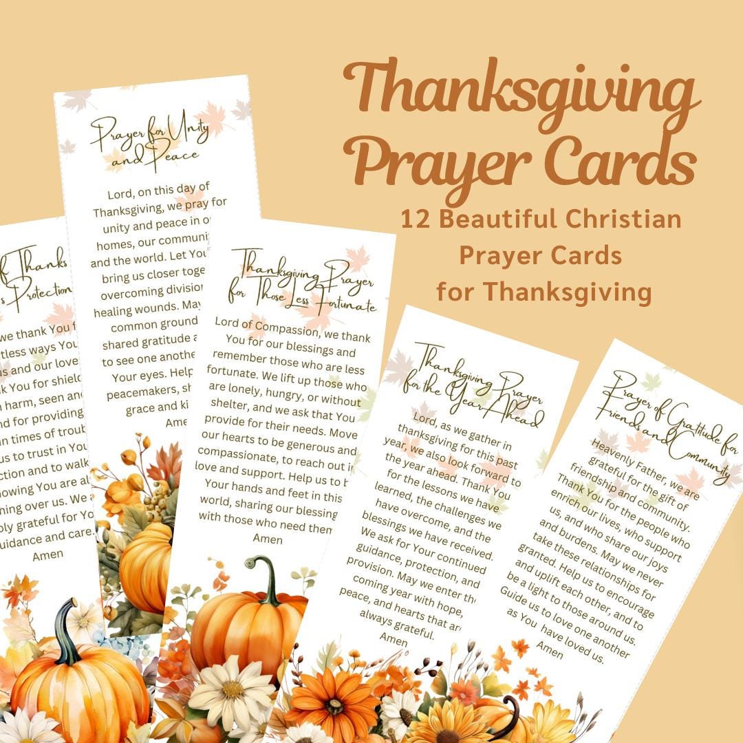 Christian Thanksgiving Prayer Cards, Printable Bible Verse Cards ...