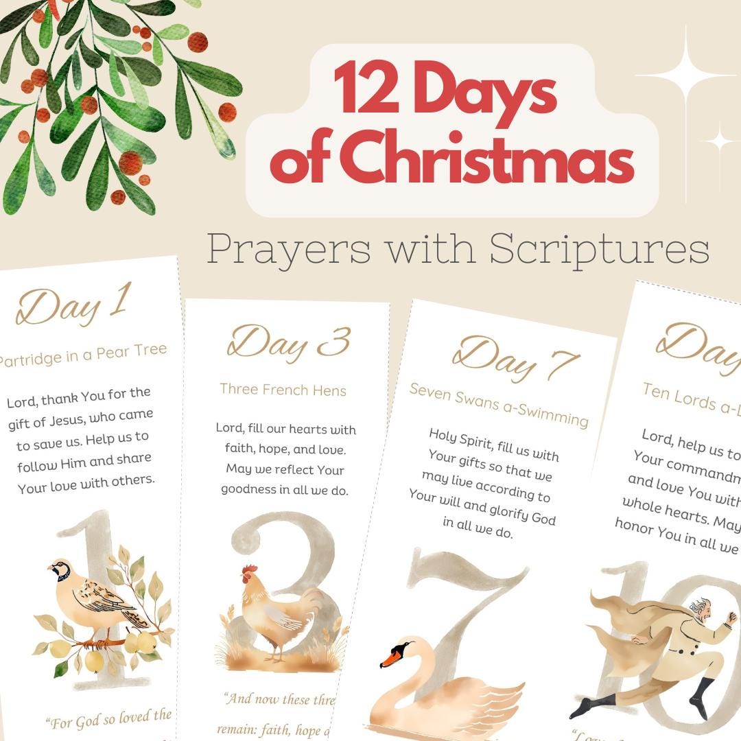 Christmas Prayer Cards 12 Days of Christmas Prayers With Scriptures ...