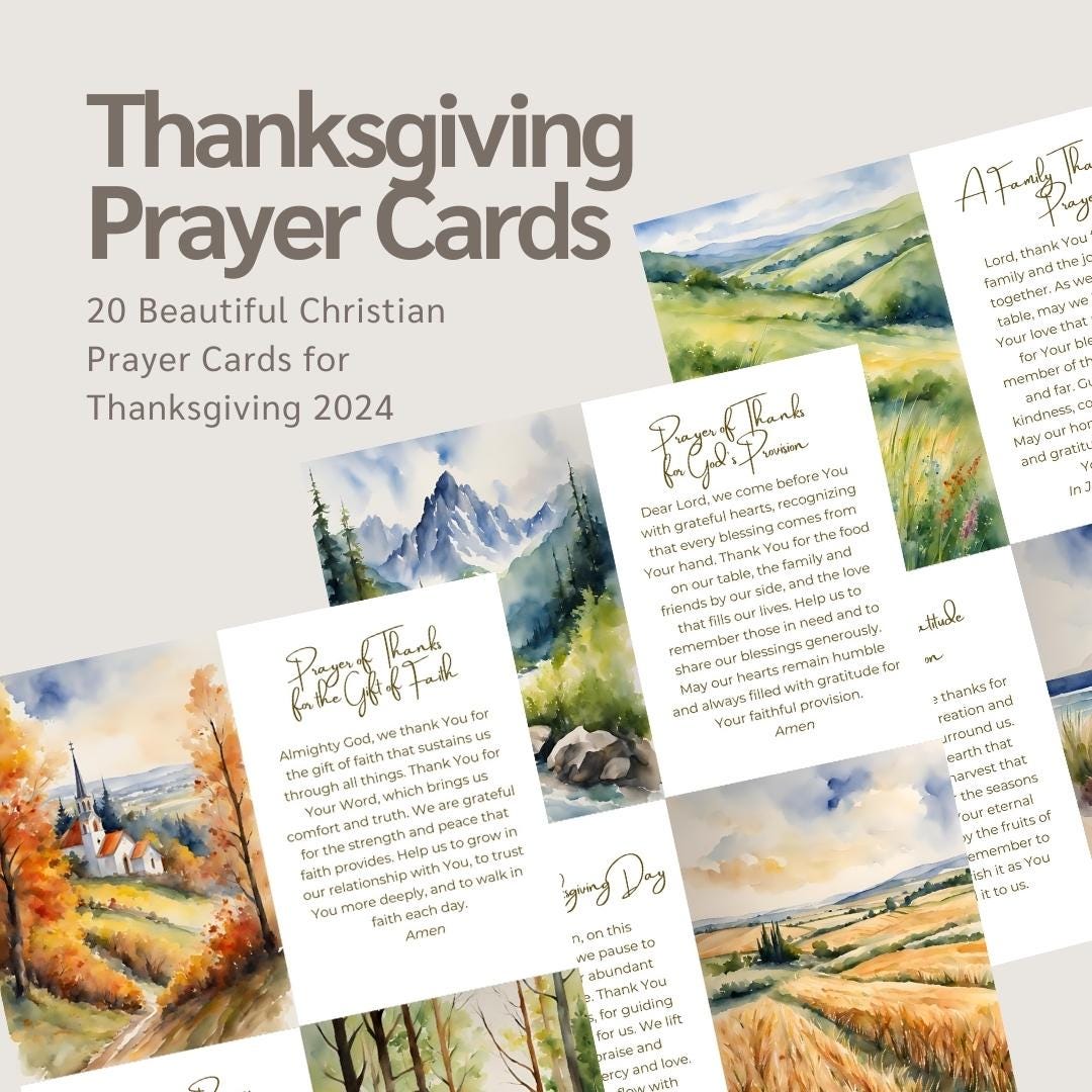 Thanksgiving Prayers Christian Prayer Cards Gratitude Prayer Cards ...