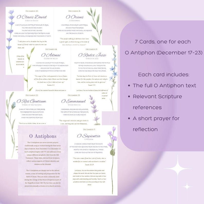 O Antiphons of Advent Printable Christian Prayers Scripture Cards Bible ...
