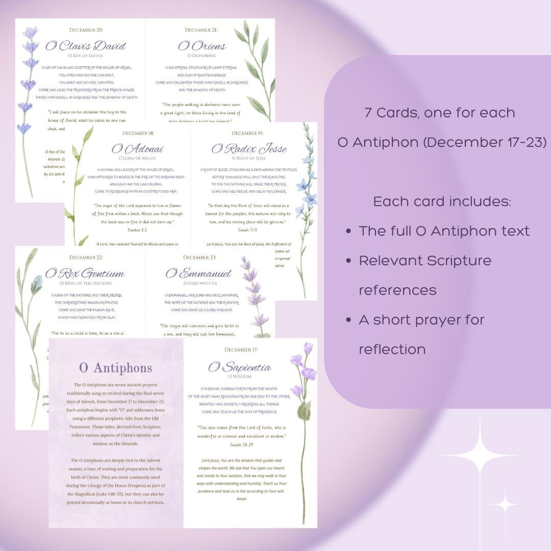 O Antiphons of Advent Printable Christian Prayers Scripture Cards Bible ...
