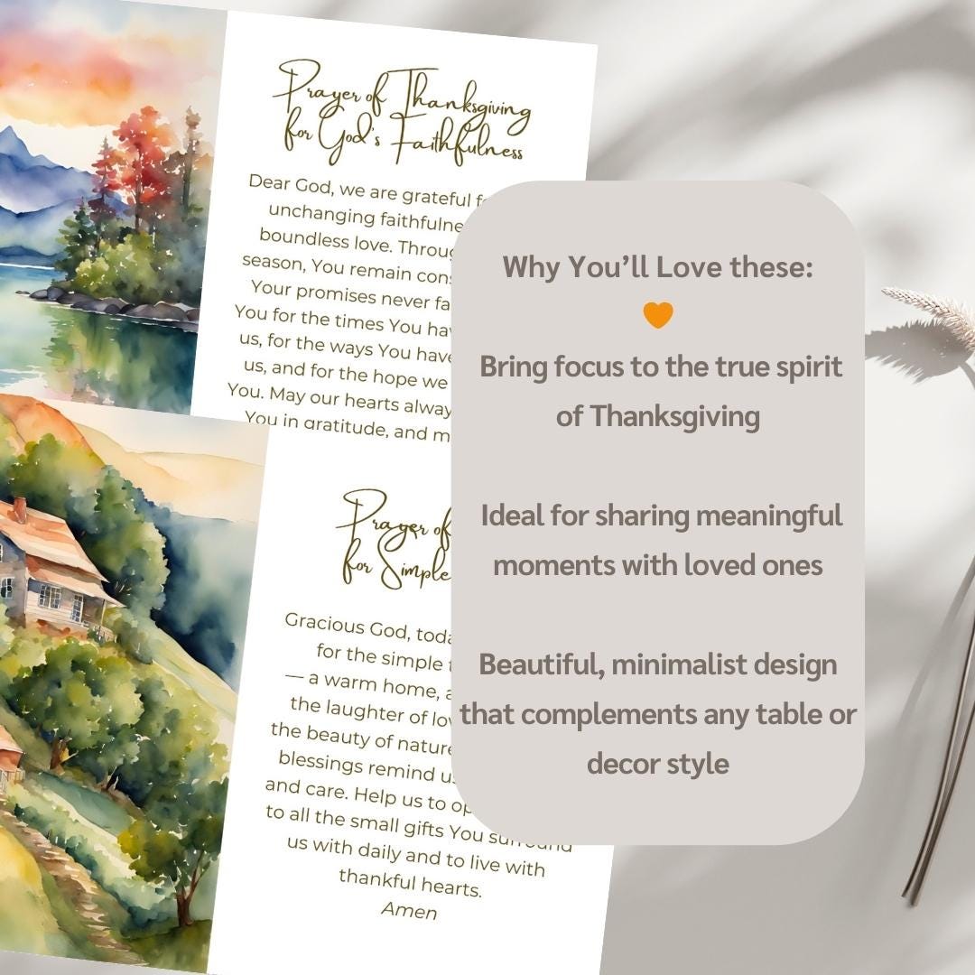 Thanksgiving Prayers Christian Prayer Cards Gratitude Prayer Cards ...